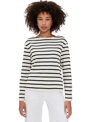 Jenni Kayne Claude Long Sleeve Tee - Ivory/navy Stripe