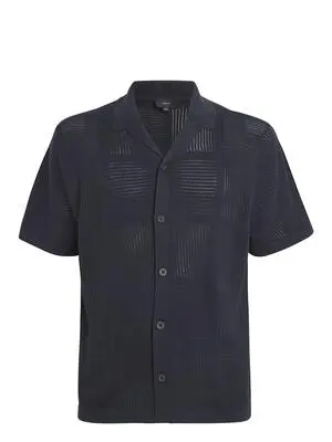 Vince Cotton Pointelle-knit Cabana Shirt - Navy