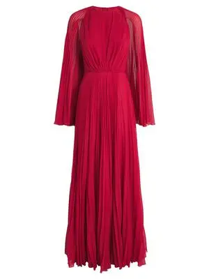 Giambattista Valli Silk-georgette Pleated Gown - Red