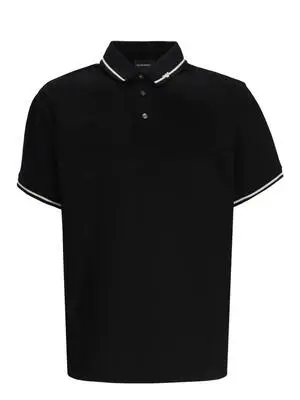 Emporio Armani Tipped-collar Cotton Polo Shirt - Black