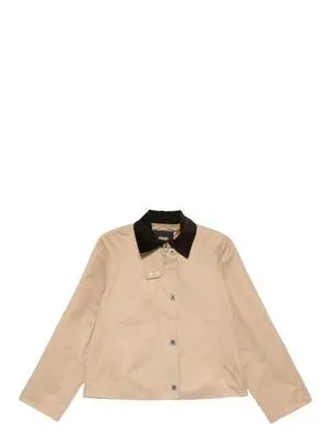 Maje Trimmed-collar Cotton-blend Jacket - Neutrals