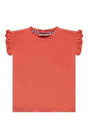 STAINS AND STORIES BY BABYFACE Ruffled Cap-sleeve T-shirt - Grapefruit