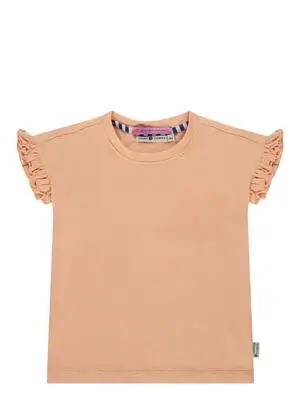 STAINS AND STORIES BY BABYFACE Ruffled Cap-sleeve T-shirt - Salmon