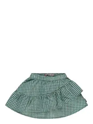 STAINS AND STORIES BY BABYFACE Gingham Woven Tiered Skirt - Emerald