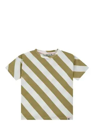 STAINS AND STORIES BY BABYFACE Diagonal Striped T-shirt - Kiwi