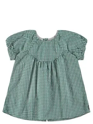 STAINS AND STORIES BY BABYFACE Gingham Puff Sleeve Dress - Emerald