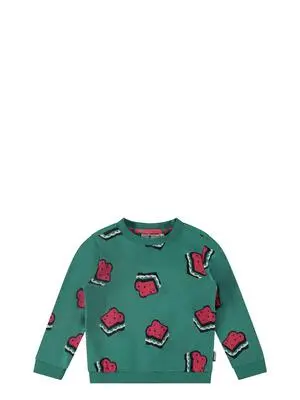 STAINS AND STORIES BY BABYFACE Allover Sandwich Print Sweatshirt - Emerald