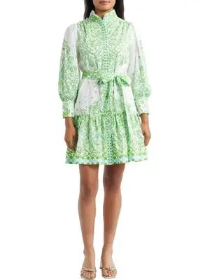 LILLY PULITZER® Drena Tiered Long Sleeve Cotton Shirtdress