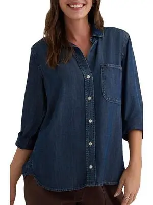 BELLA DAHL Shirt Tail Button-Up Shirt
