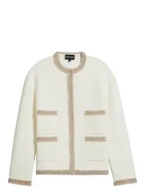 Emporio Armani Fray Trim Rib Blazer - White