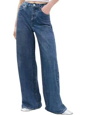 Rag & Bone Rb Miramar Sofie High Waist Ankle Wide Leg Terry Sweatpant Jeans - Almda