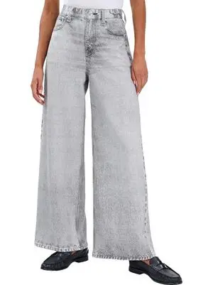 Rag & Bone Miramar Sofie High-waist Wide-leg Terry Sweatpants - Icy Grey
