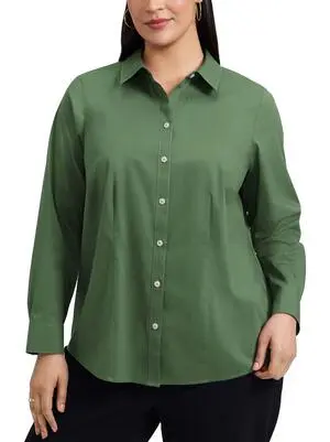 Foxcroft Cotton Blend Button-up Shirt - Basil