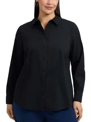 Foxcroft Cotton Blend Button-up Shirt - Black
