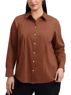Foxcroft Cotton Blend Button-up Shirt - Macchiato