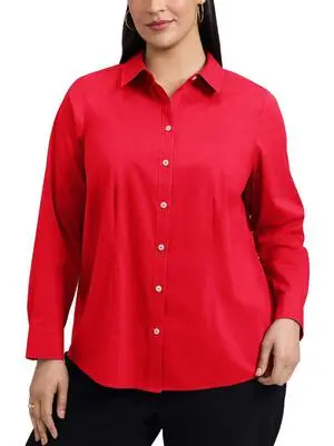 Foxcroft Cotton Blend Button-up Shirt - Simply Red