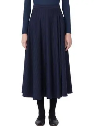MM BY MAX MARA Pelota Stripe Jersey Midi Skirt - Midnight Blue
