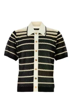 Amiri Striped Crochet Shirt - Black