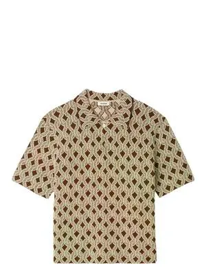 Sandro Geometric-pattern Polo Shirt - Brown