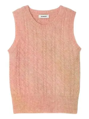 Sandro Cable-knit Sleeveless Vest - Pink