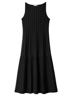 & Other Stories Ribbed A-line Midi Dress - Black Dark