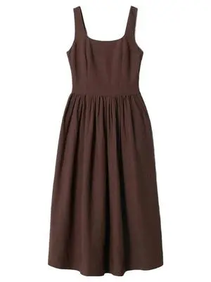 & Other Stories Cotton Fit-and-flare Dress - Brown Dark