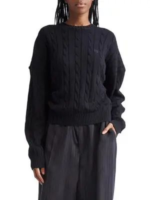 Balenciaga Cotton Cable Knit Sweater - 1000 Black