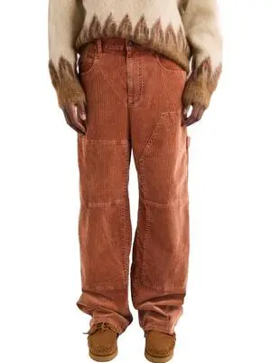 Isabel Marant Étoile Lorson Wide Leg Corduroy Pants - Rust