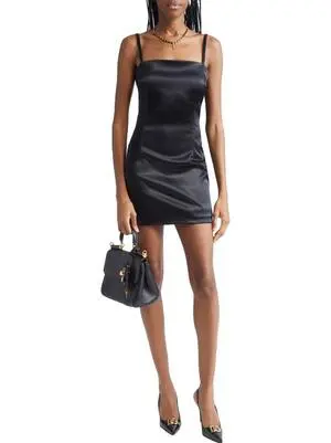 Dolce & Gabbana Stretch Satin Mini Dress - N0000 Nero