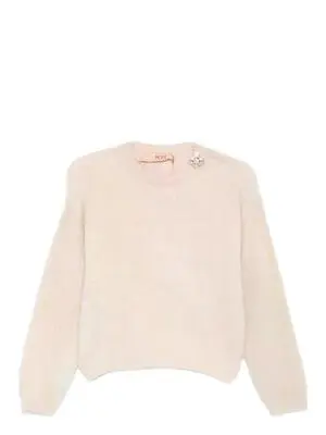 N°21 Embellished Fluffy Sweater - Neutrals