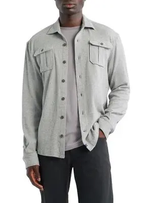 Johnnie-o Carl Brushed Knit Button-up Shirt - Light Gray
