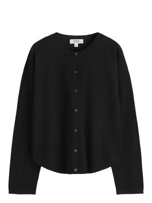 Cos Circle-Cut Merino Wool Cardigan Black