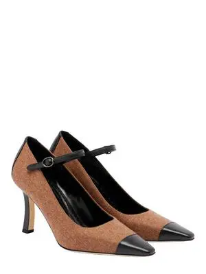 Manolo Blahnik Semele 90 Leather-trimmed Tweed Pumps - Brown