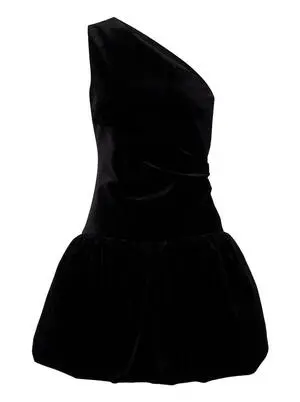 Patou One-shoulder Cotton Minidress - Black