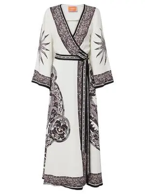 La DoubleJ Printed Wrap Dress - White