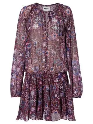 MARANT ETOILE Bess Floral Shirred Minidress - Purple