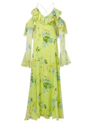 BLUMARINE Floral Silk Crêpe Gown