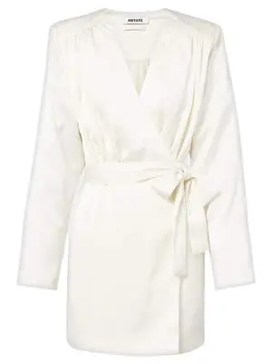 ROTATE BY BIRGER CHRISTENSEN Satin Wrap Dress - White