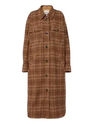 MARANT ETOILE Gislene Checked Virgin Wool Coat - Brown