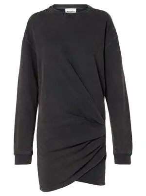 MARANT ETOILE Gathered Cotton Sweatshirt Dress - Black