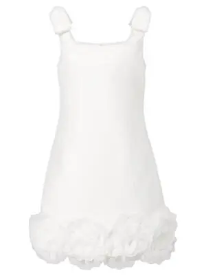 SELF-PORTRAIT Bridal Floral-appliqué Crêpe Minidress - White