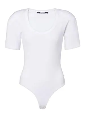 Jacquemus Embroidered Cotton Bodysuit - White