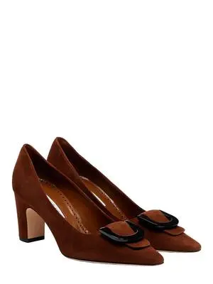 Manolo Blahnik Beti 70 Suede Pumps - Brown