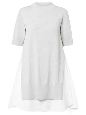 Sacai Layered Cotton Minidress - Grey