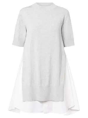 Sacai Layered Cotton Minidress - Grey