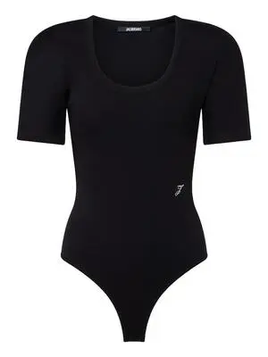 Jacquemus Embroidered Cotton Bodysuit - Black