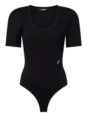 Jacquemus Embroidered Cotton Bodysuit - Black