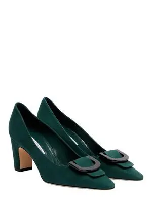 Manolo Blahnik Beti 70 Suede Pumps - Green