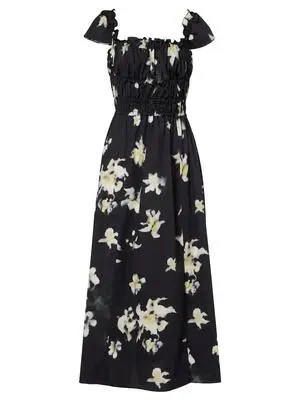 Altuzarra Floral Cotton-Blend Midi Dress Black