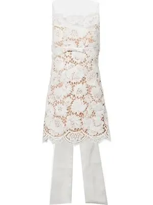 SELF-PORTRAIT Bow-detail Lace Minidress - White